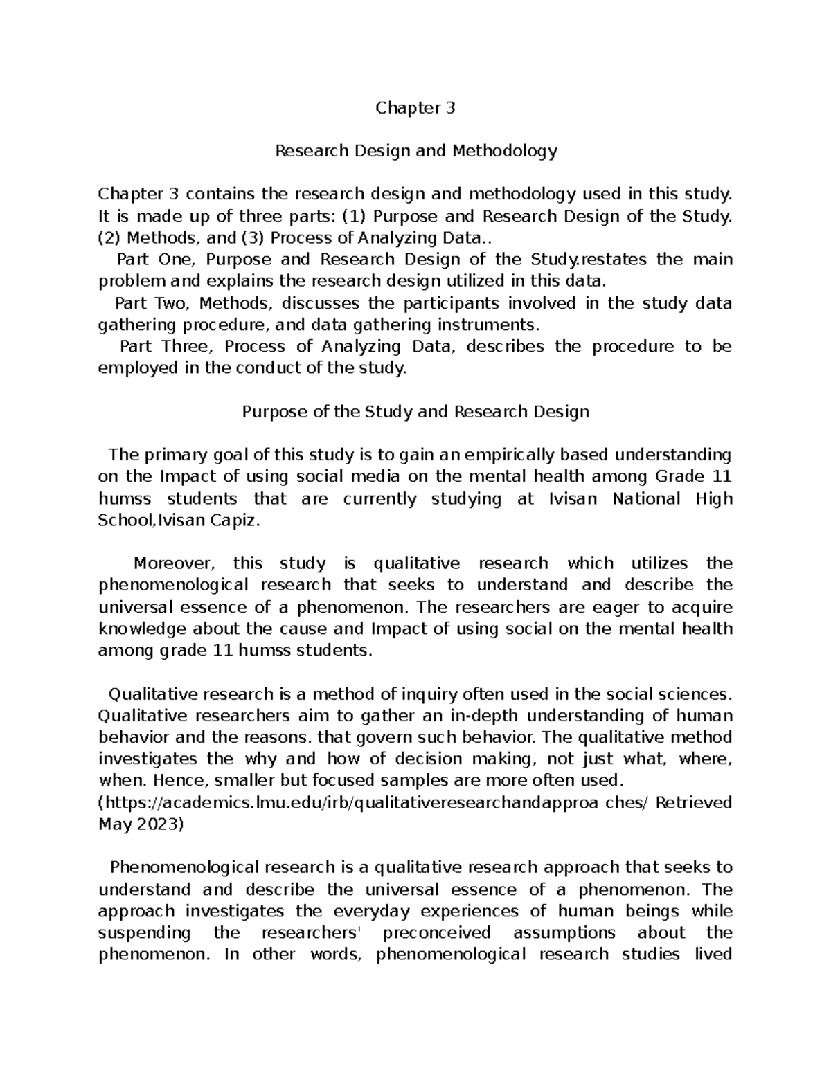 Chapter 3: Research Design & Methodology in Social Media Impact Study ...