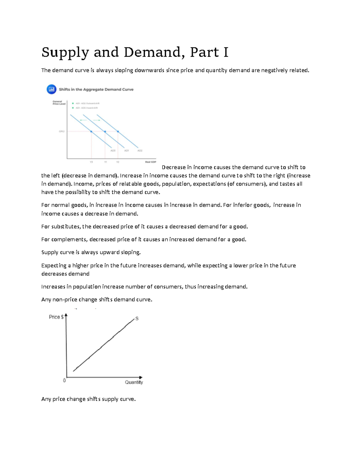 Supply and Demand notes - Supply and Demand, Part I The demand curve is ...