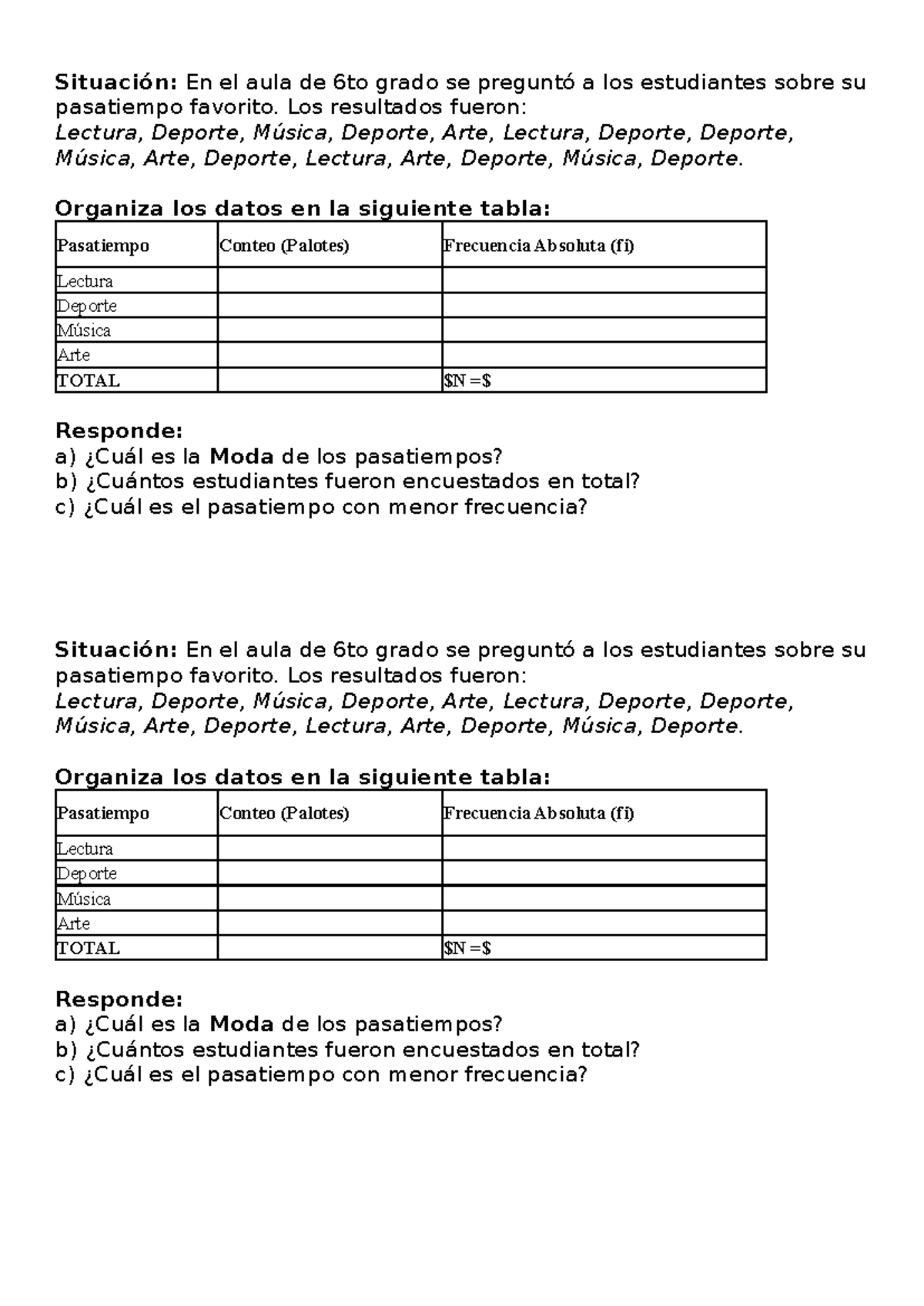 Análisis de Pasatiempos en 6to Grado - Ficha 23-03 Mat - Studocu