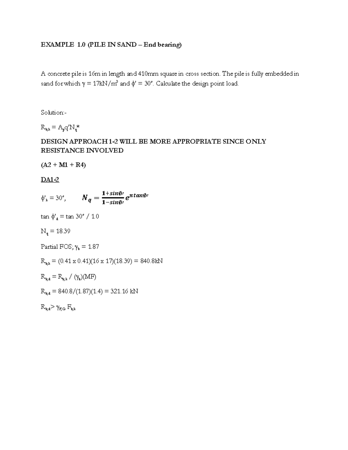 Deep Foundation: Design Examples for Axial & Lateral Loads - Studocu