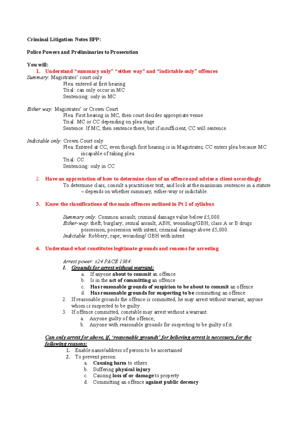Criminal Litigation Notes - Criminal Litigation 2 1. COURSE OVERVIEW 6 ...