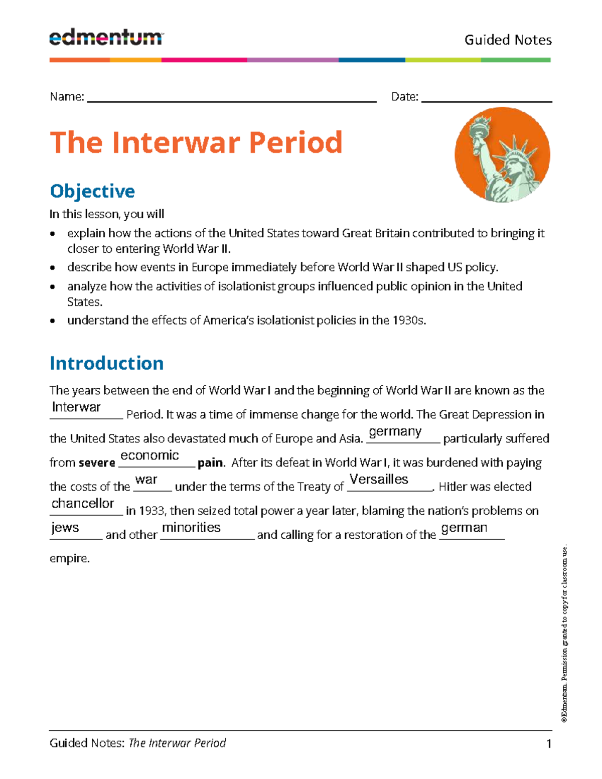 Guided Notes: US History A5.03 - The Interwar Period Analysis - Studocu