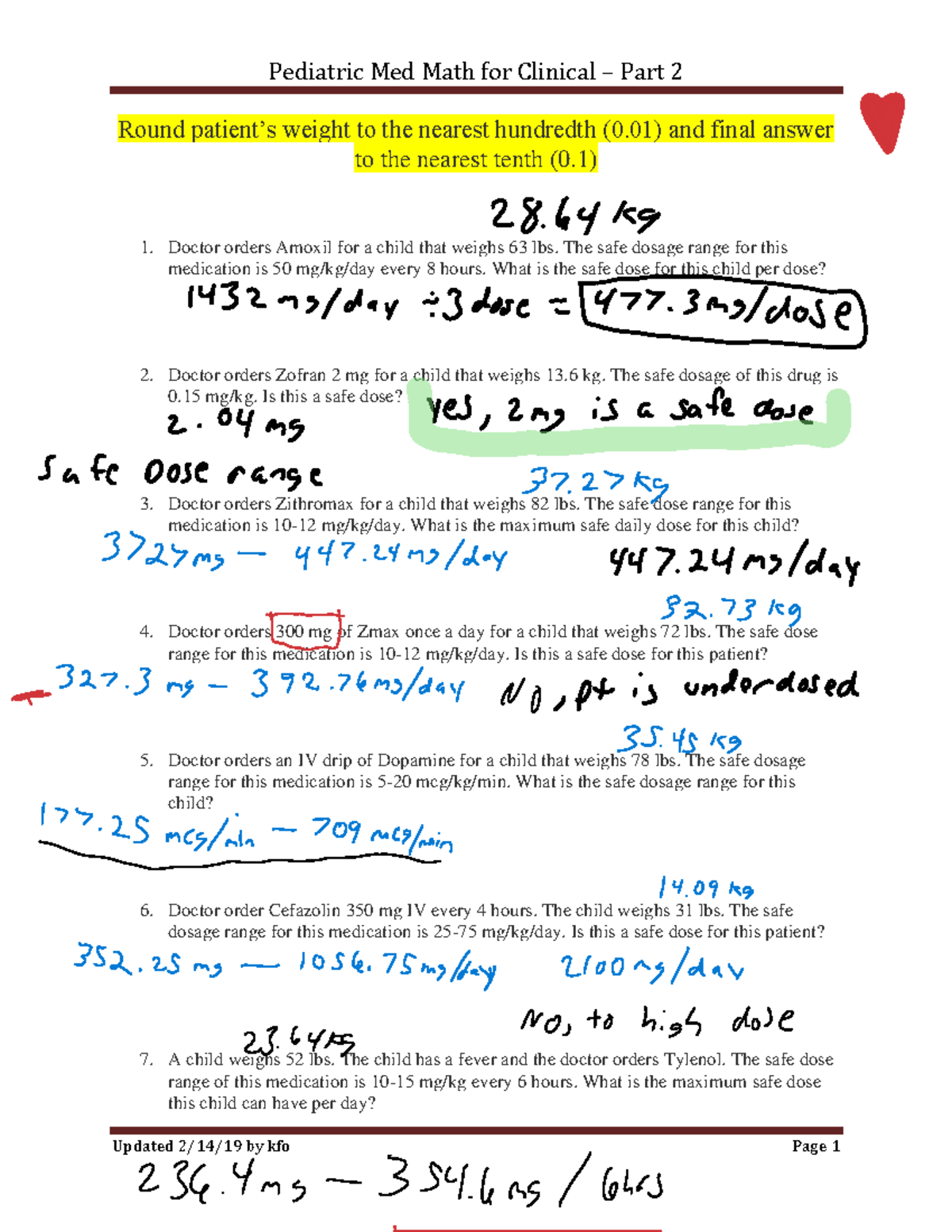 Pediatric Clinical Med Math Part 2 - Round patient’s weight to the ...