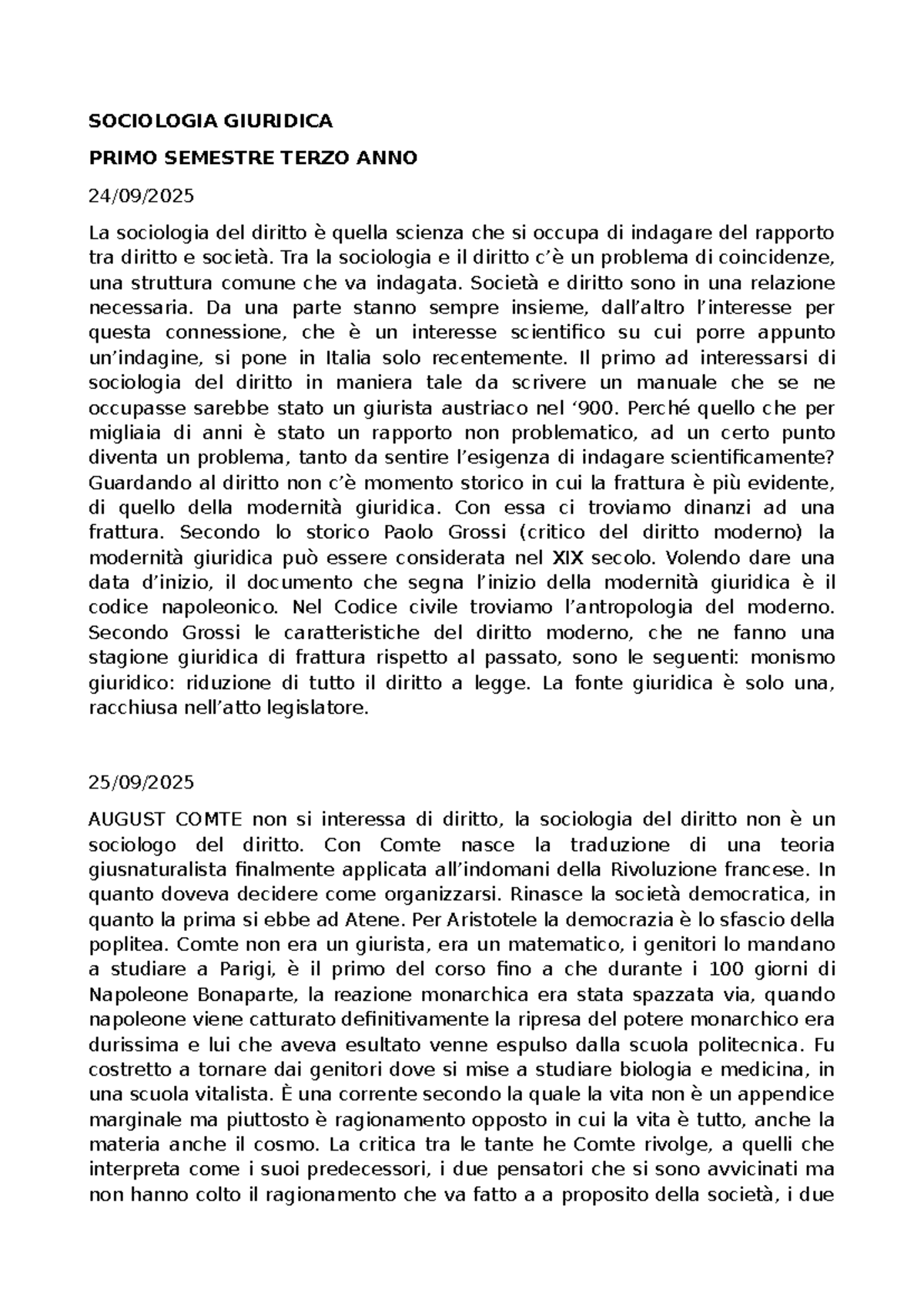 Sociologia Giuridica: Appunti Corso Primo Semestre 3° Anno - Studocu