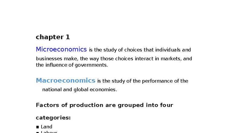 Chapter 1: Introduction to Microeconomics - 233443 - Studocu