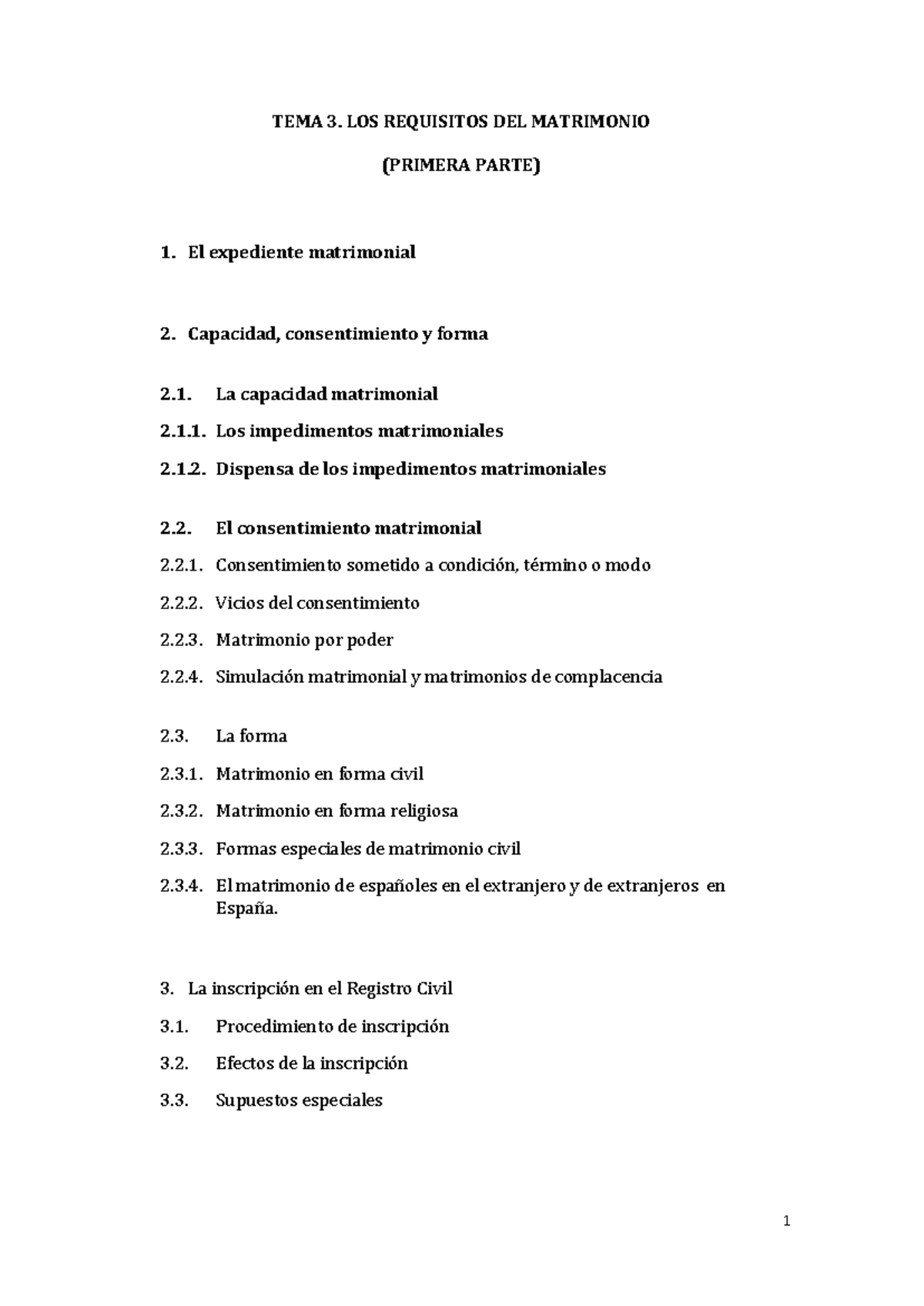 TEMA 3: REQUISITOS DEL MATRIMONIO - PRIMERA PARTE (EGELA) - Studocu