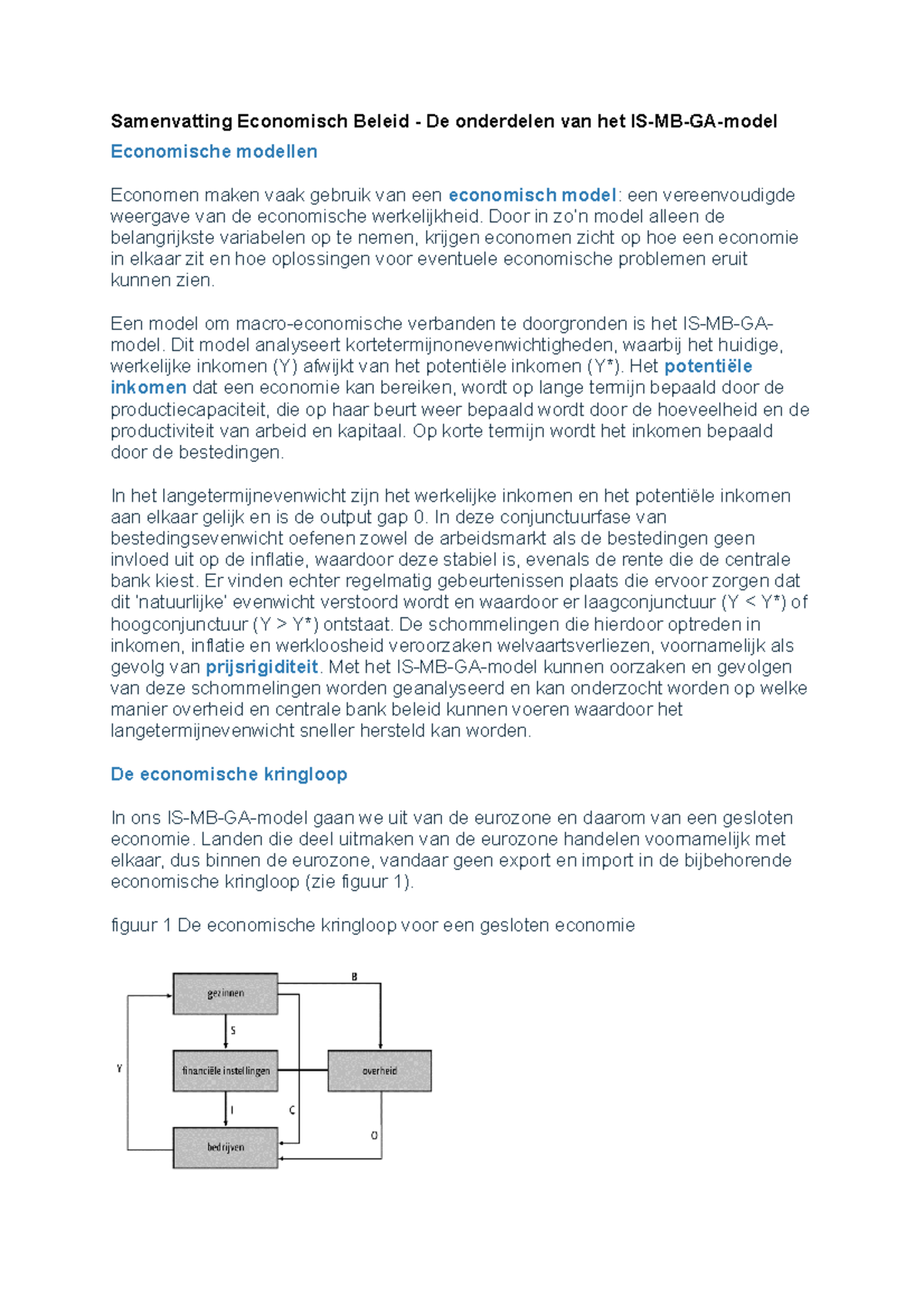 Samenvatting IS-MB-GA-model: Economisch Beleid en Analyse - Studeersnel