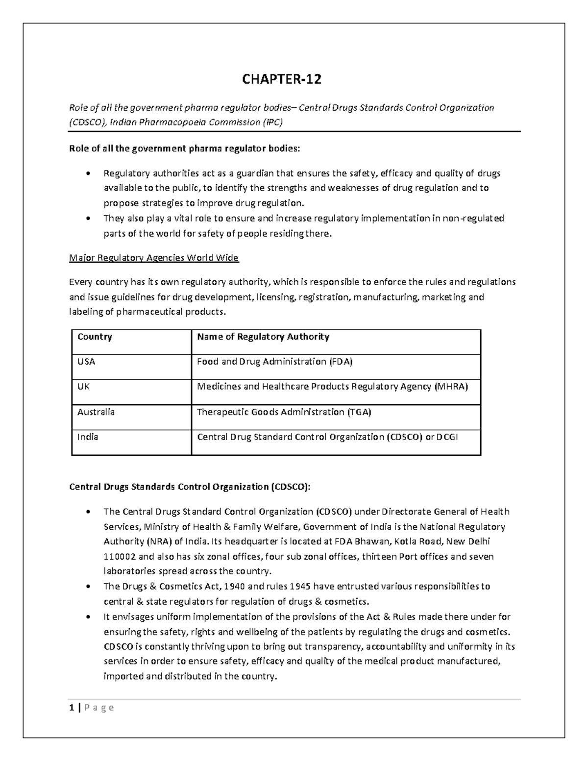 Pharmacy Law & Ethics: Chapter 13 - Role of Regulatory Bodies - Studocu