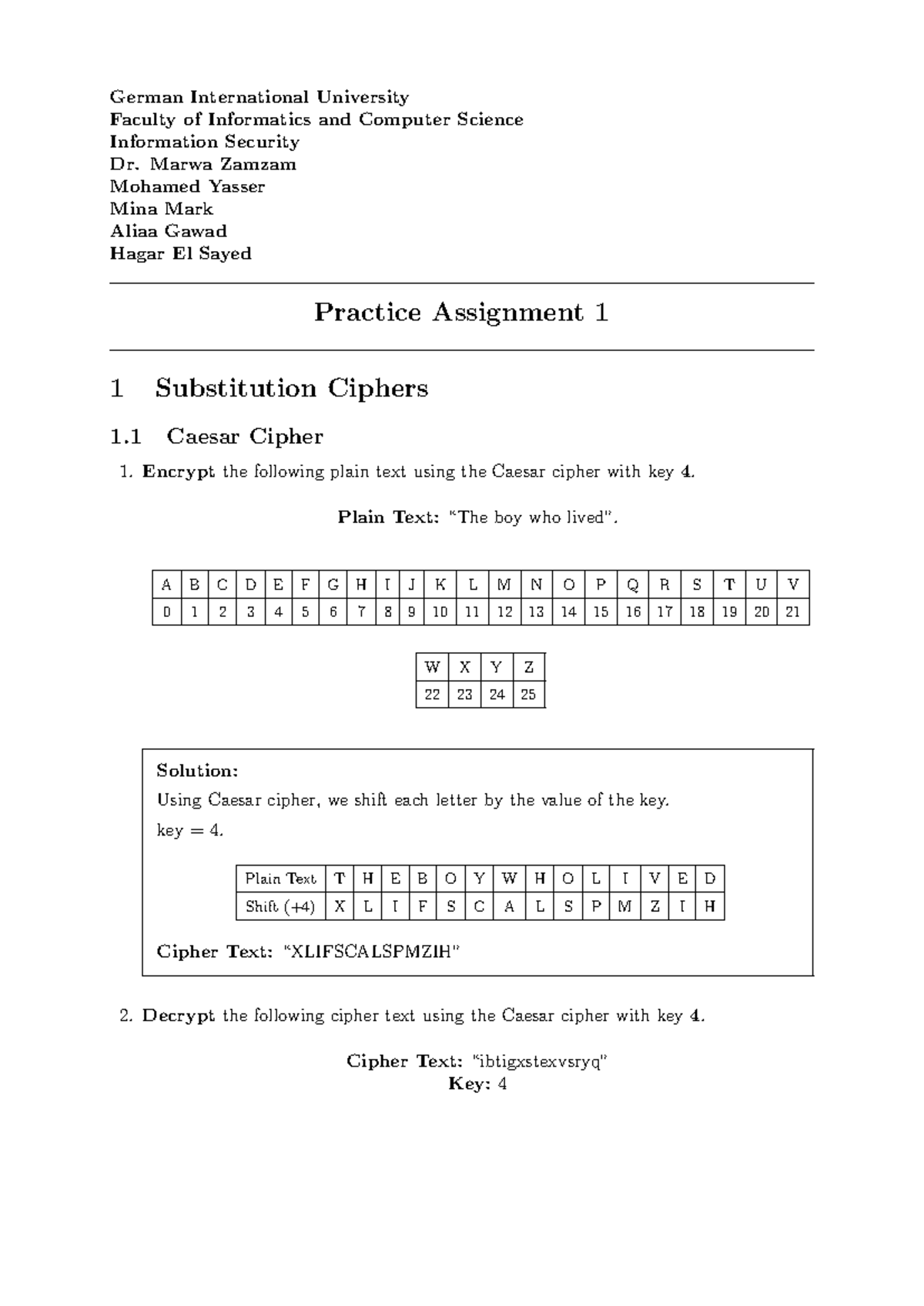 PA 1 - Information Security: Substitution & Transposition Ciphers - Studocu