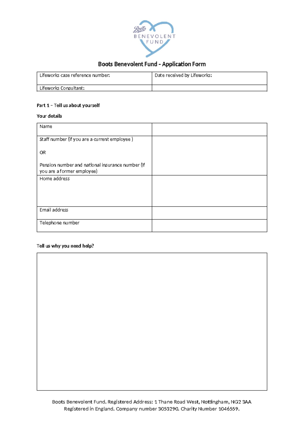 Boots Benevolent Fund Application Form - Assistance Request - Studocu