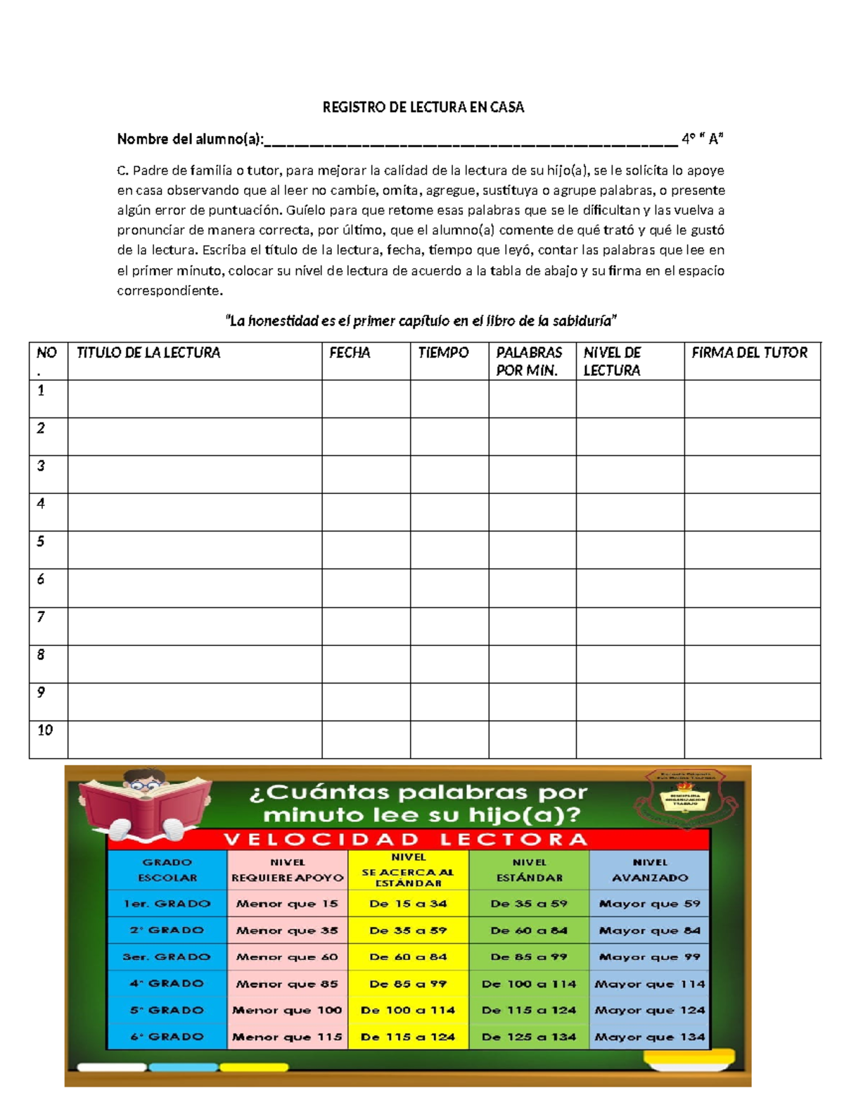 Registro de Lectura en Casa - Apoyo Familiar - Studocu