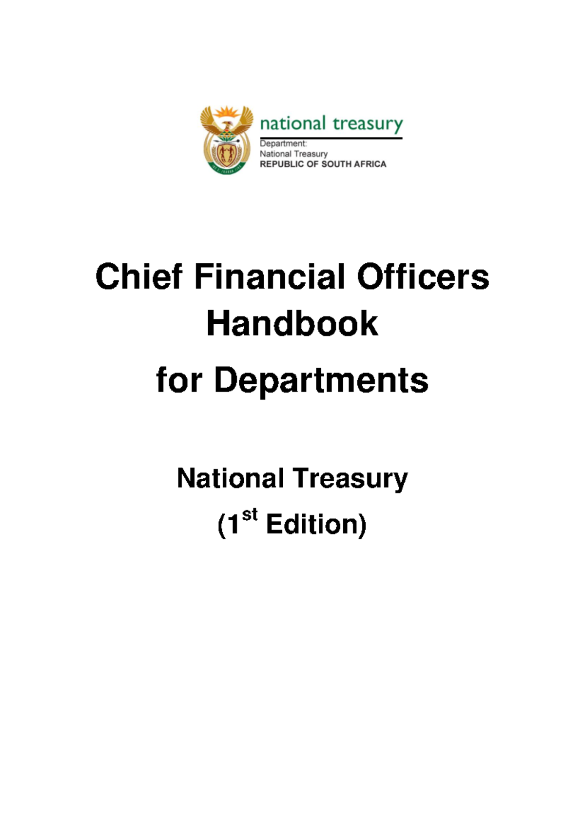 CFO Handbook for Departments: A Guide to Financial Management - Studocu
