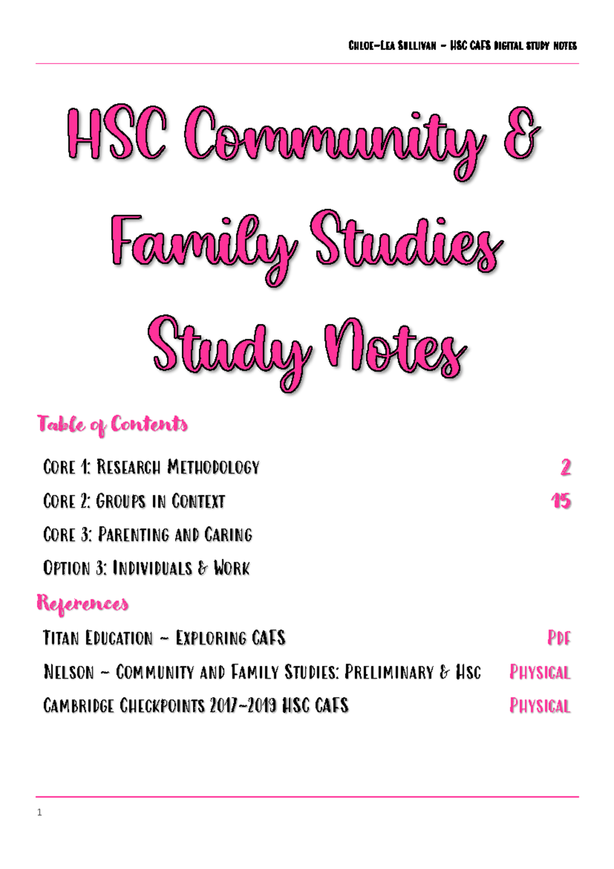 HSC CAFS Study Notes: Comprehensive Guide to Community & Family Studies ...