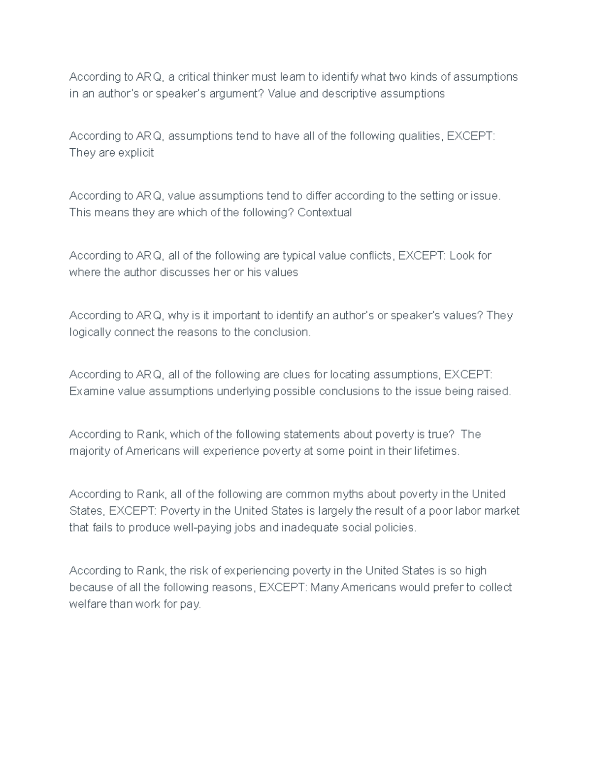 M7 Quiz Study Guide: Understanding Assumptions in Arguments - Studocu