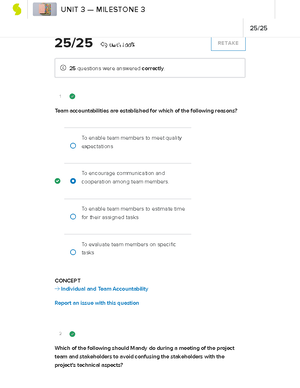 UNIT 4 – Milestone 4 - UNIT 4 – MILESTONE 4 1 Which of the following is ...