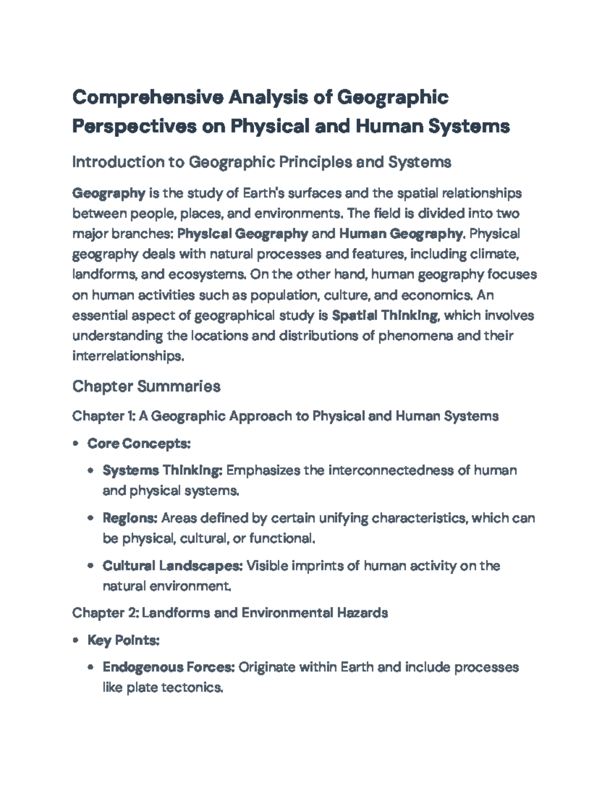 Comprehensive Geographic Analysis: Physical & Human Systems Overview ...