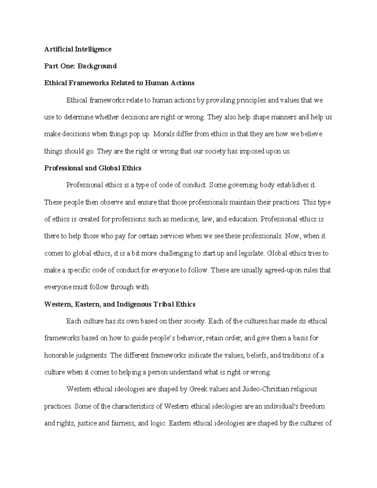 Artificial Intelligence (AI) Ethics: Frameworks & Cultural Perspectives ...