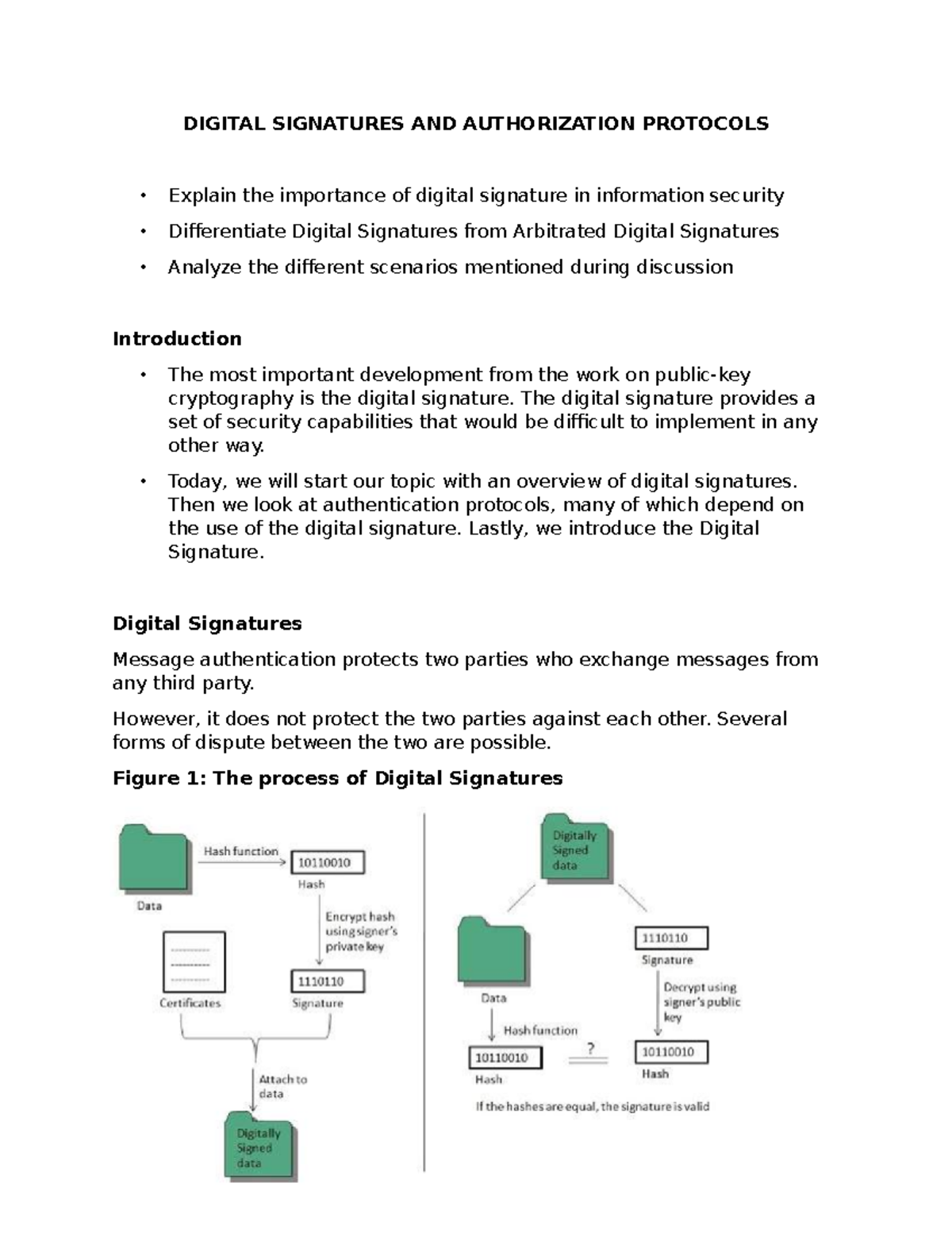 Digital Signatures AND Authorization Protocols - DIGITAL SIGNATURES AND ...