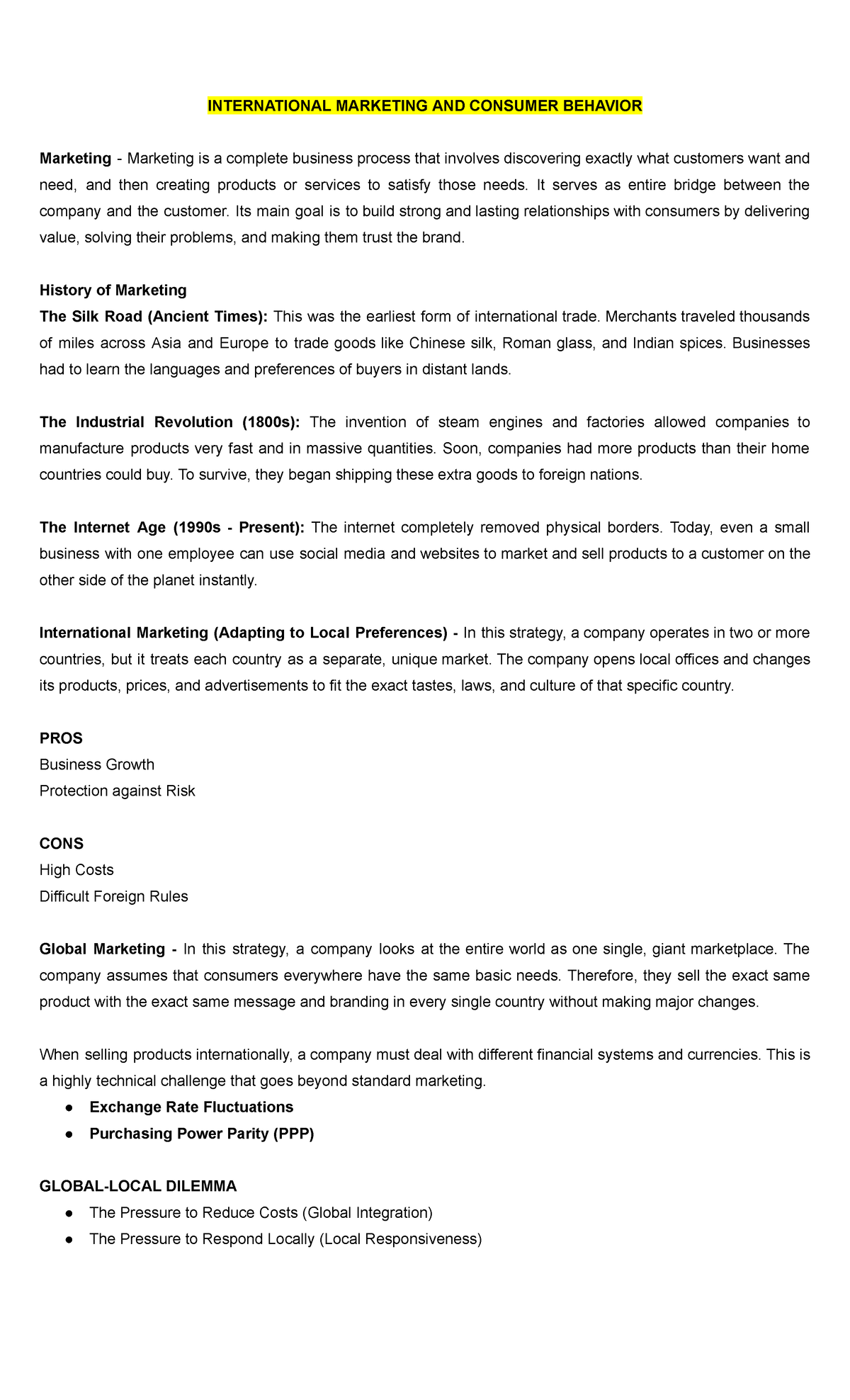 G6 International Marketing & Consumer Behavior Overview - Studocu