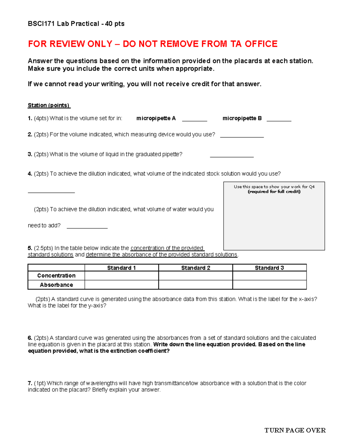 BSCI171 Lab Practical Review Answer Sheet (40 pts) - Studocu