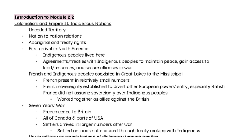POLS211 Module 2.2 Notes: Colonialism, Indigenous Rights & Relations ...