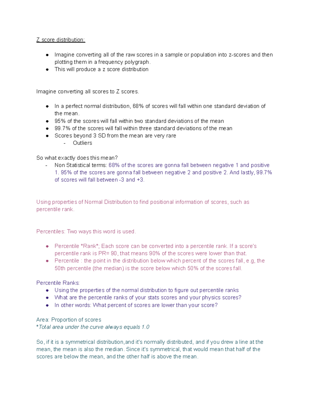 PSYC 243 - Understanding Z Score Distribution and Percentiles - Studocu