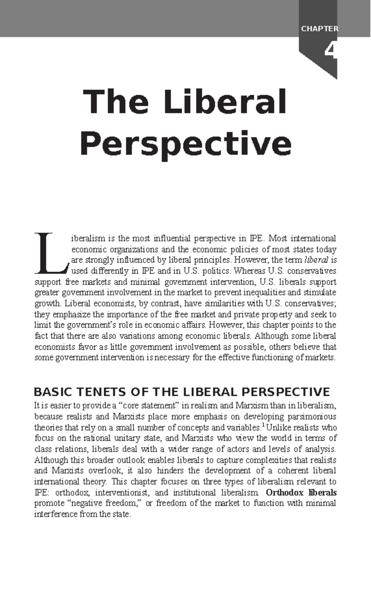 The Liberal Perspective - The Liberal Perspective iberalism is the most ...