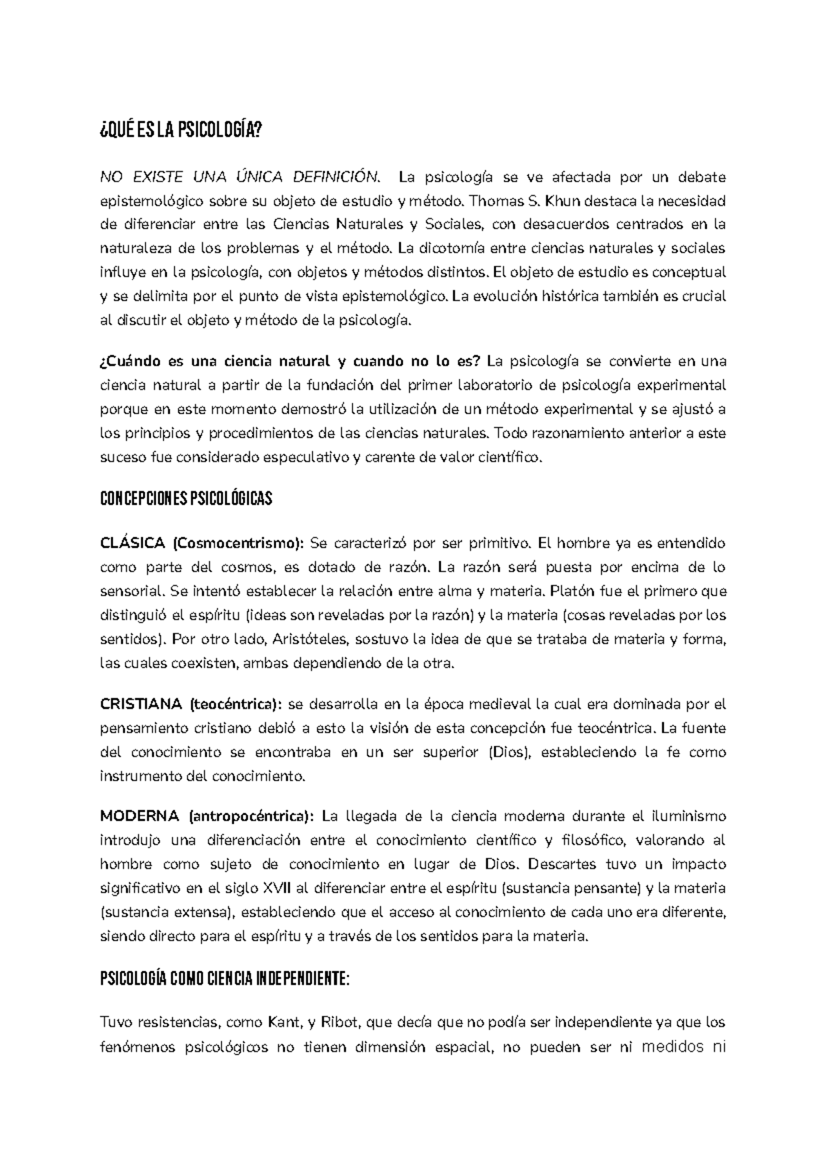 Psicología 101: Definiciones y Evolución Epistemológica - Studocu