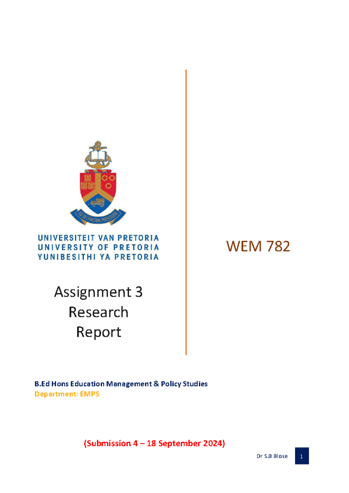 WEM 782 Final Research Report Assignment 3 (Due Sept 2024) - Studocu