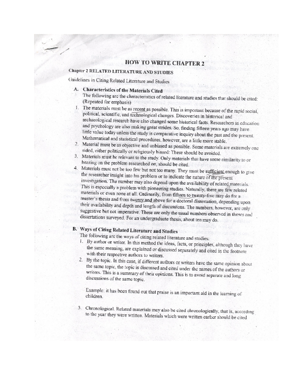 How to Write Chapter 2: Related Literature & Studies Guidelines - Studocu