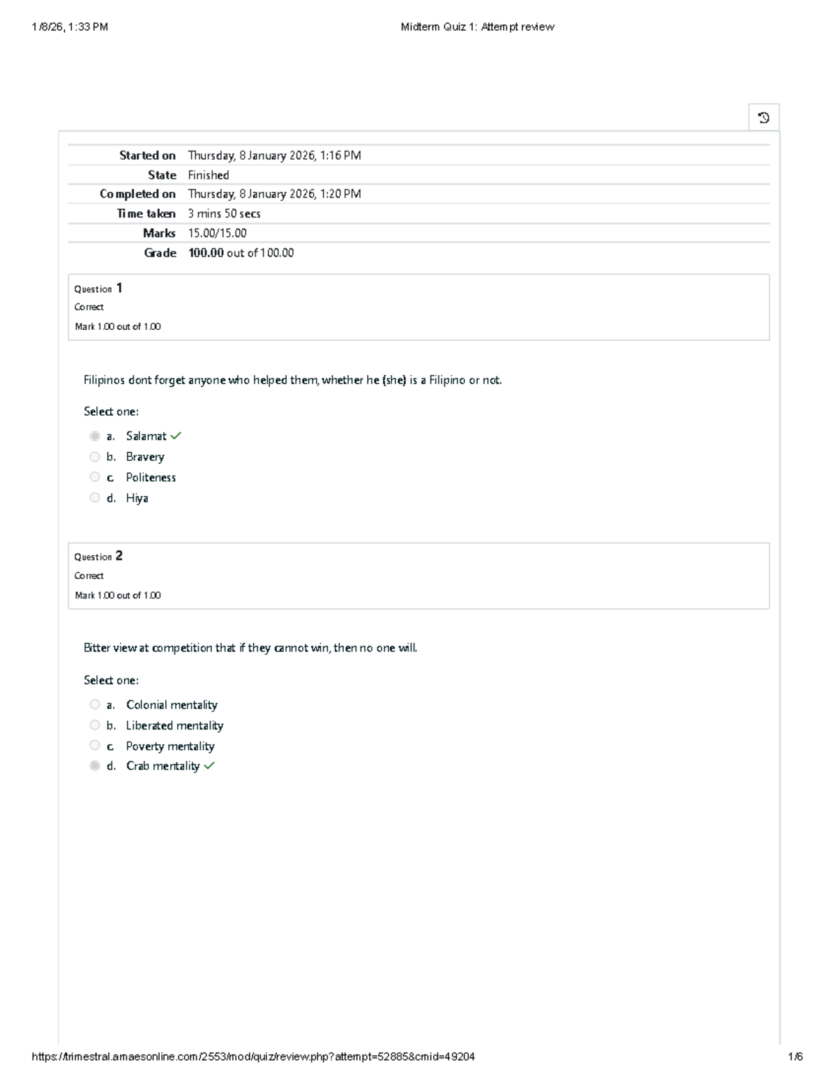 ETHNS 6102 Midterm Quiz 1: Attempt Review and Notes - Studocu