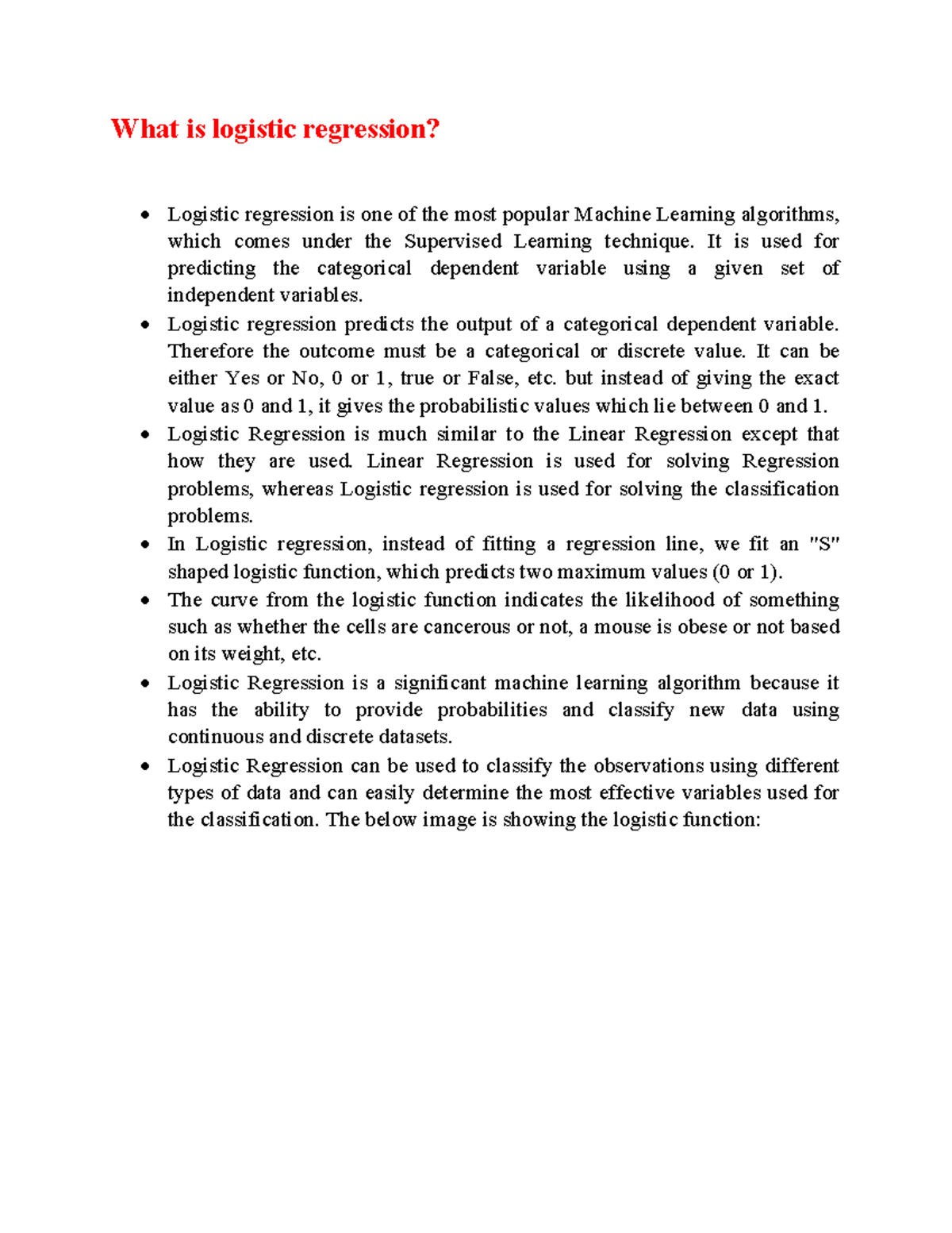 Logistic Regression: Understanding Classification in ML - Studocu