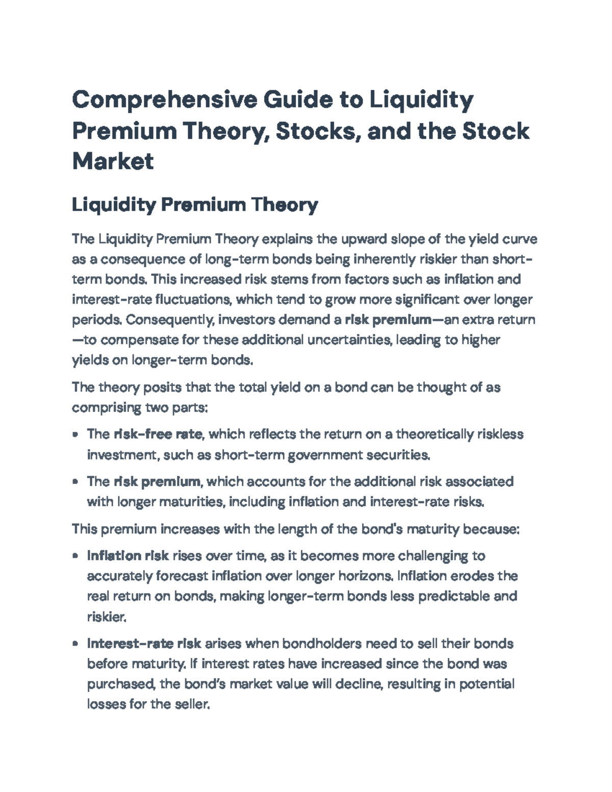 Comprehensive Guide to Liquidity Premium Theory & Stock Markets (FIN ...