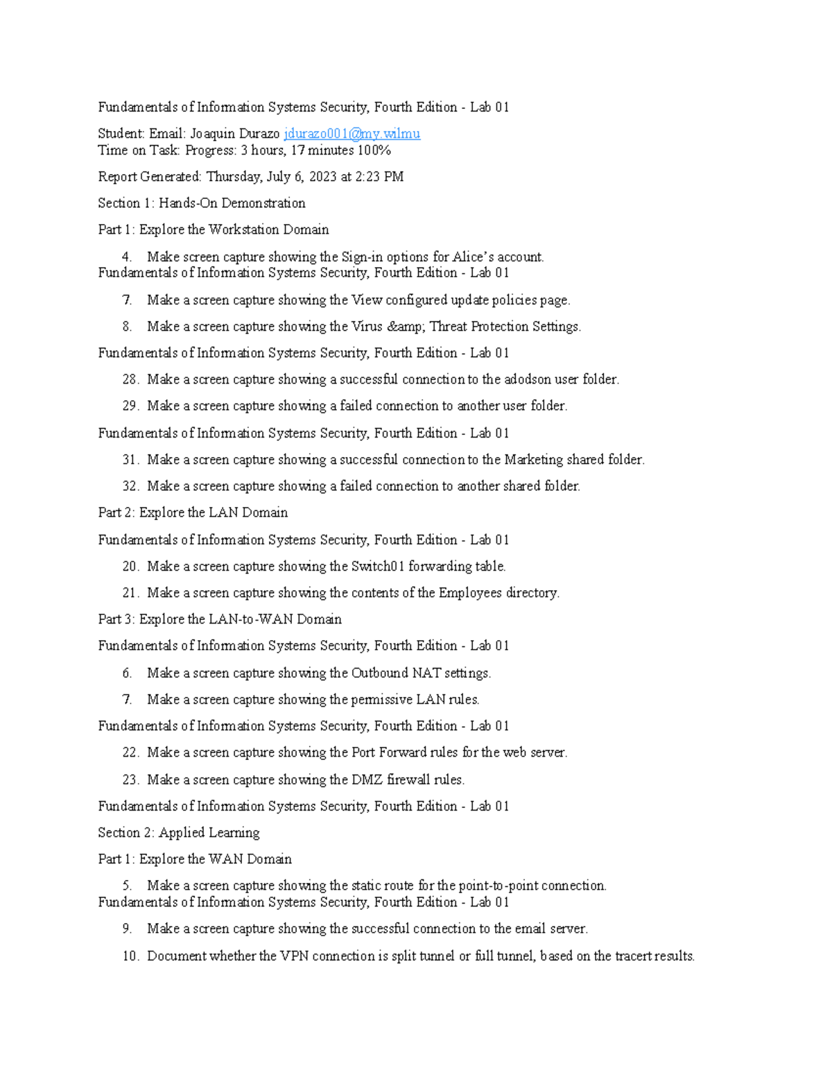 ISSC 450 Lab 01: Fundamentals of Info Systems Security Overview - Studocu