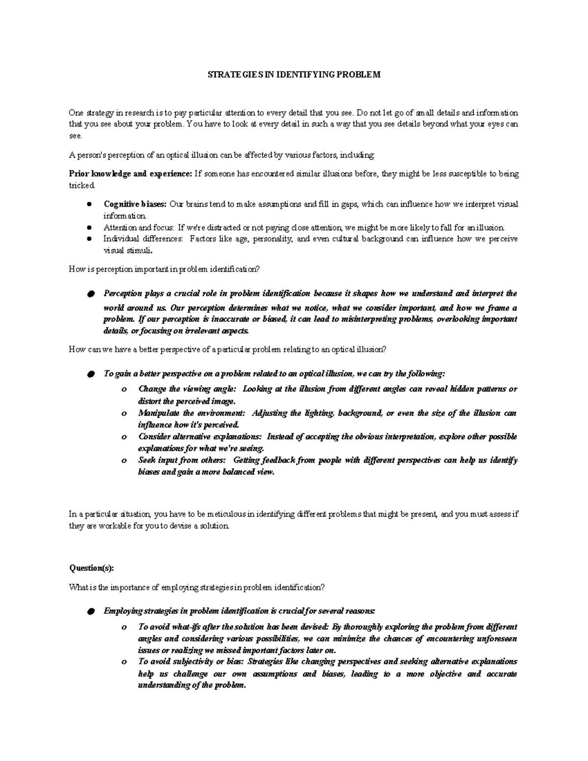 3is lesson 2 q2 - ... - STRATEGIES IN IDENTIFYING PROBLEM One strategy ...
