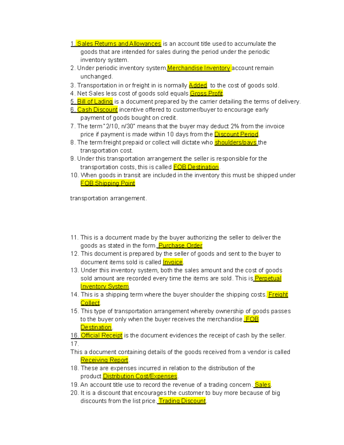 Accounting Merchandising QUIZ - Sales Returns and Allowances is an ...