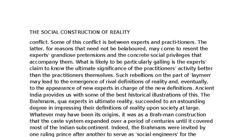 SOC 101: The Social Construction of Reality - Summary Notes - Studocu