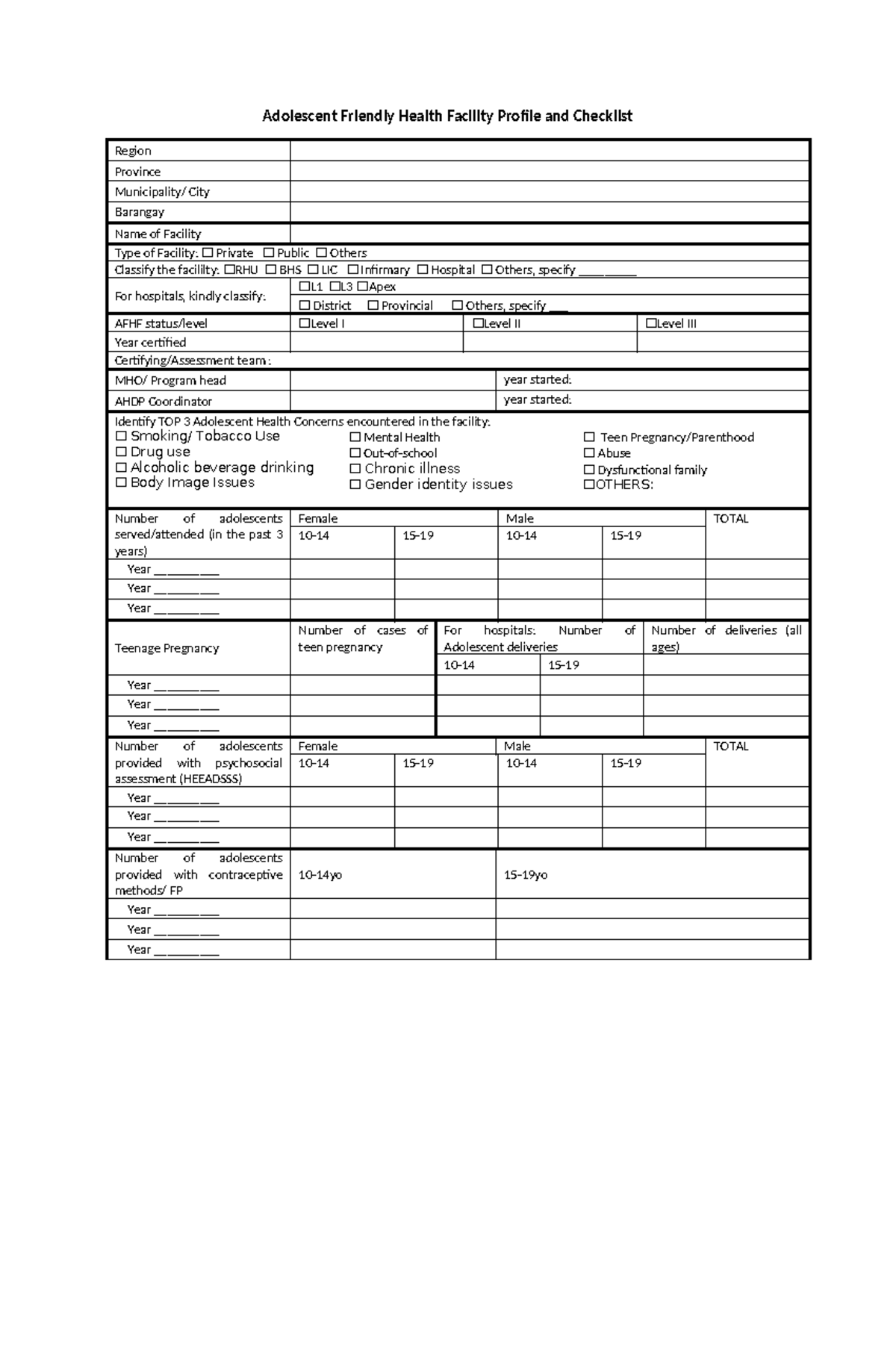 AFHF Profile Assessment Checklist: Enhanced Evaluation Tool - Studocu