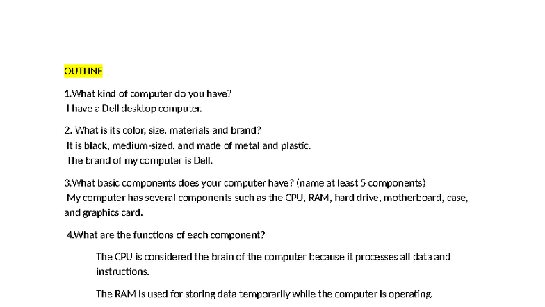Computer Components Overview - 220518 D30133512-U7 - Studocu