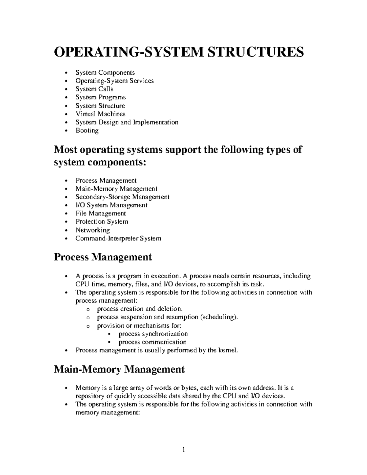 OS Chapter 3: System Components, Management, and Design - Studocu