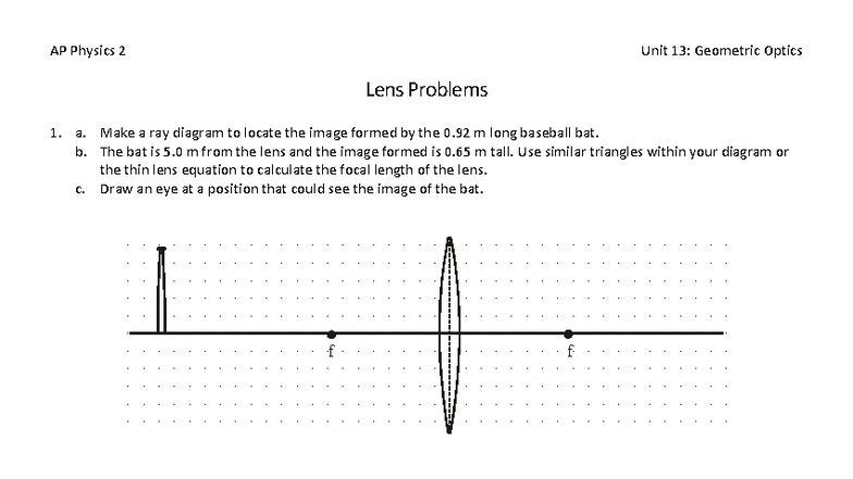 AP Physics 2 Final Exam: Lens Problems in Geometric Optics - Studocu