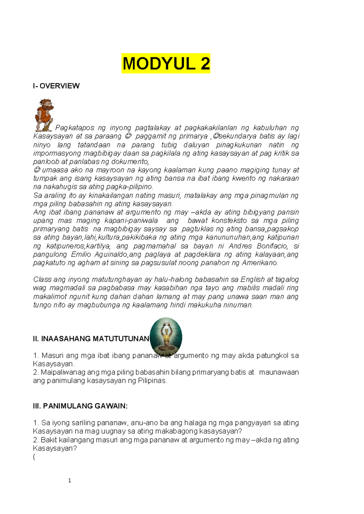 MODYUL 2: Pagsusuri ng Kasaysayan at mga Primaryang Batis - Studocu