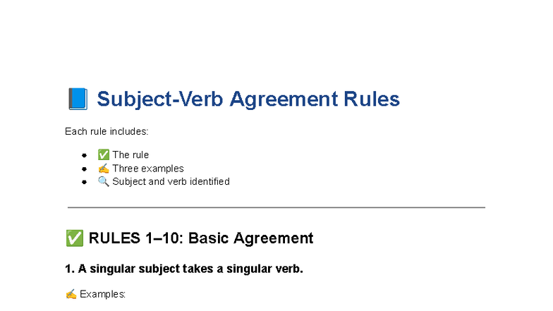 ENG 101: Agreement Rules and Adjusting Entries Overview - Studocu