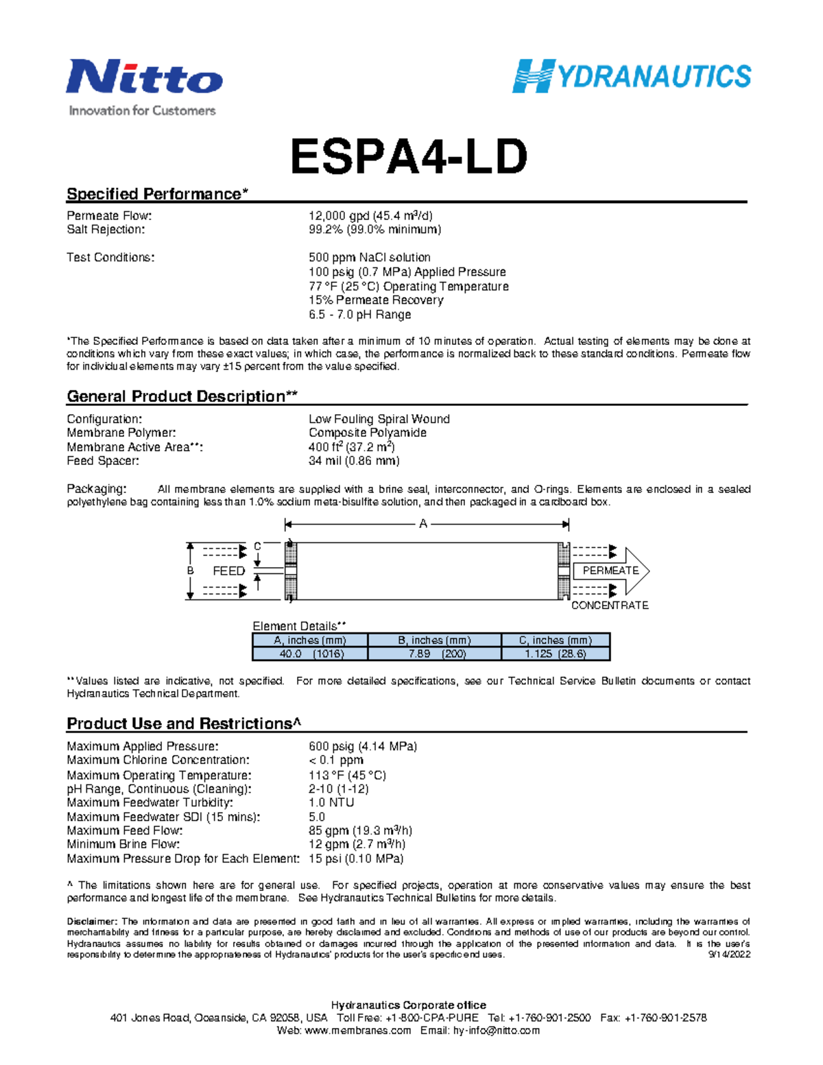 08 Aquarep ESPA4 LD: Membrane Selection Specifications - Studocu