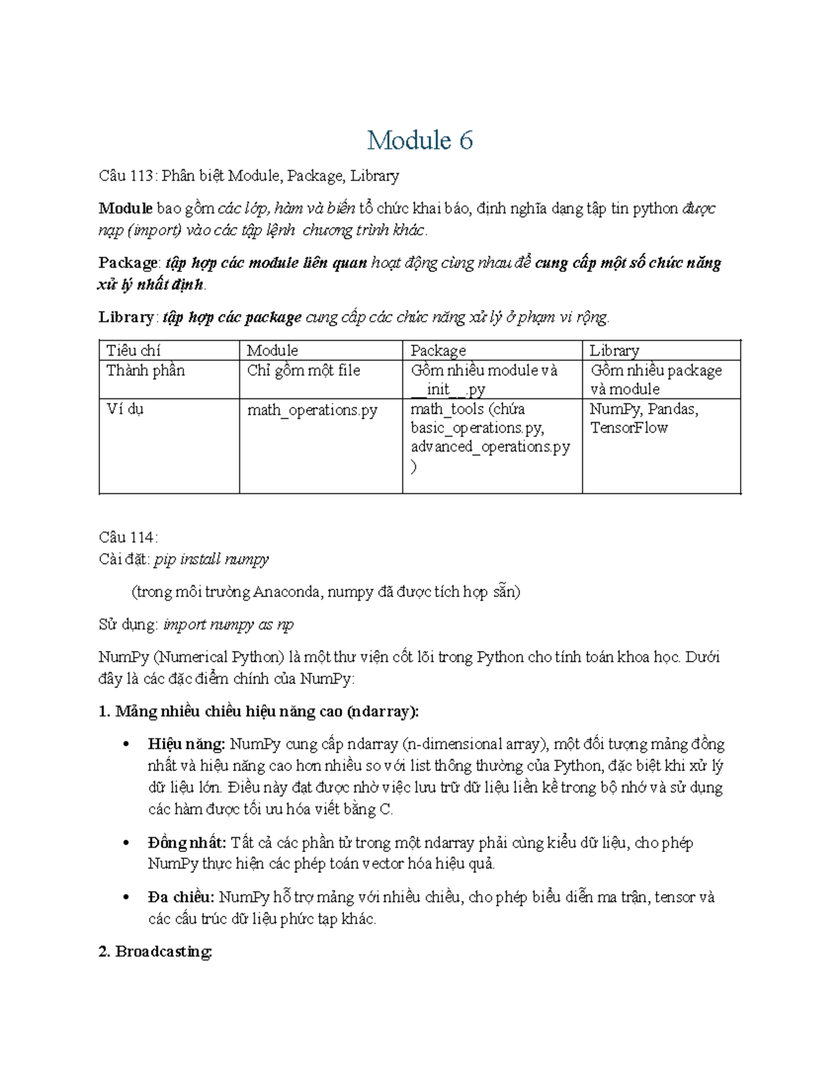 Module 6 - Phân Biệt Module, Package, Library trong Python - Studocu