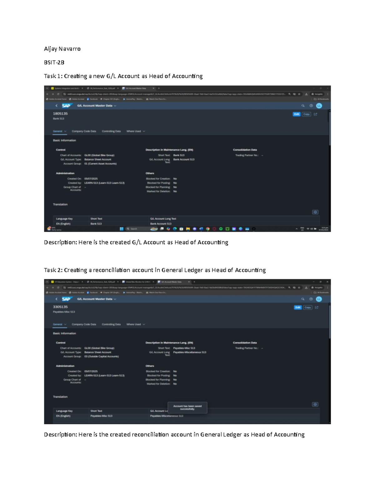 SIA (06) Task Performance 1: Financial Accounting in SAP Overview - Studocu