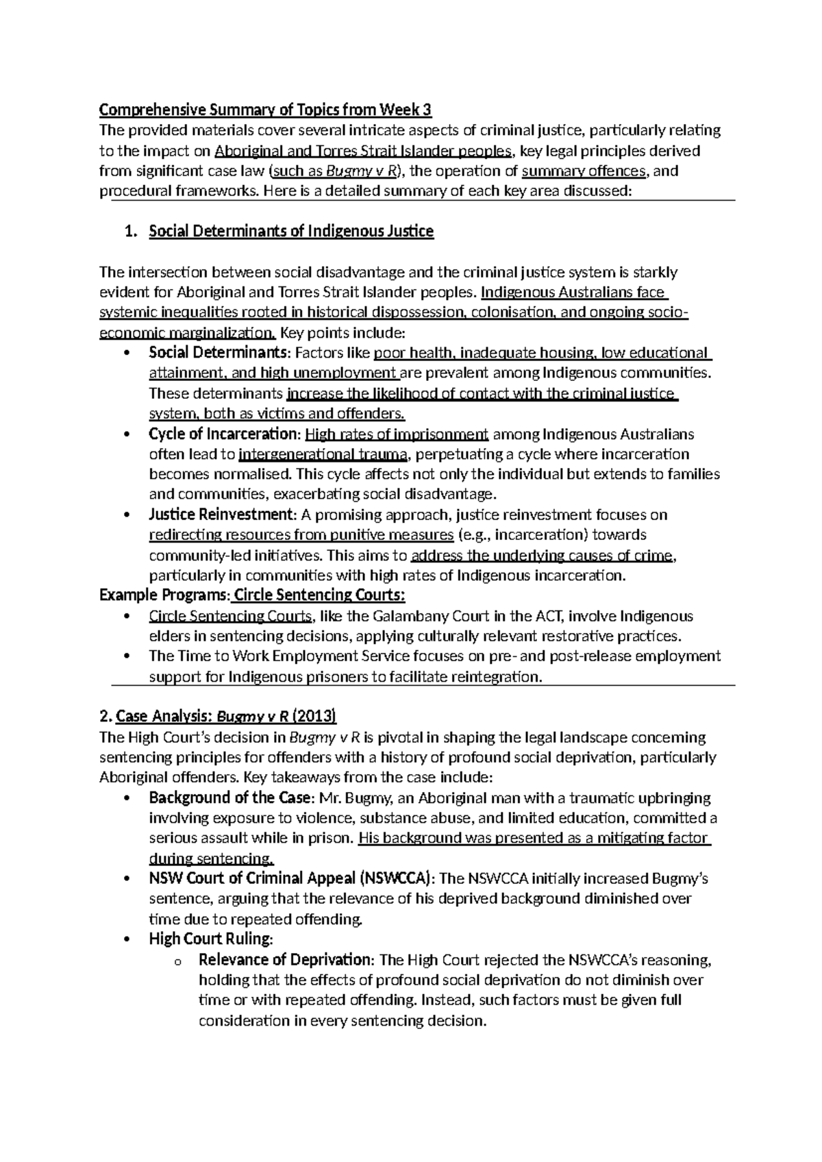 Criminal LAW Summary: Indigenous Justice & Bugmy v R Case Analysis ...