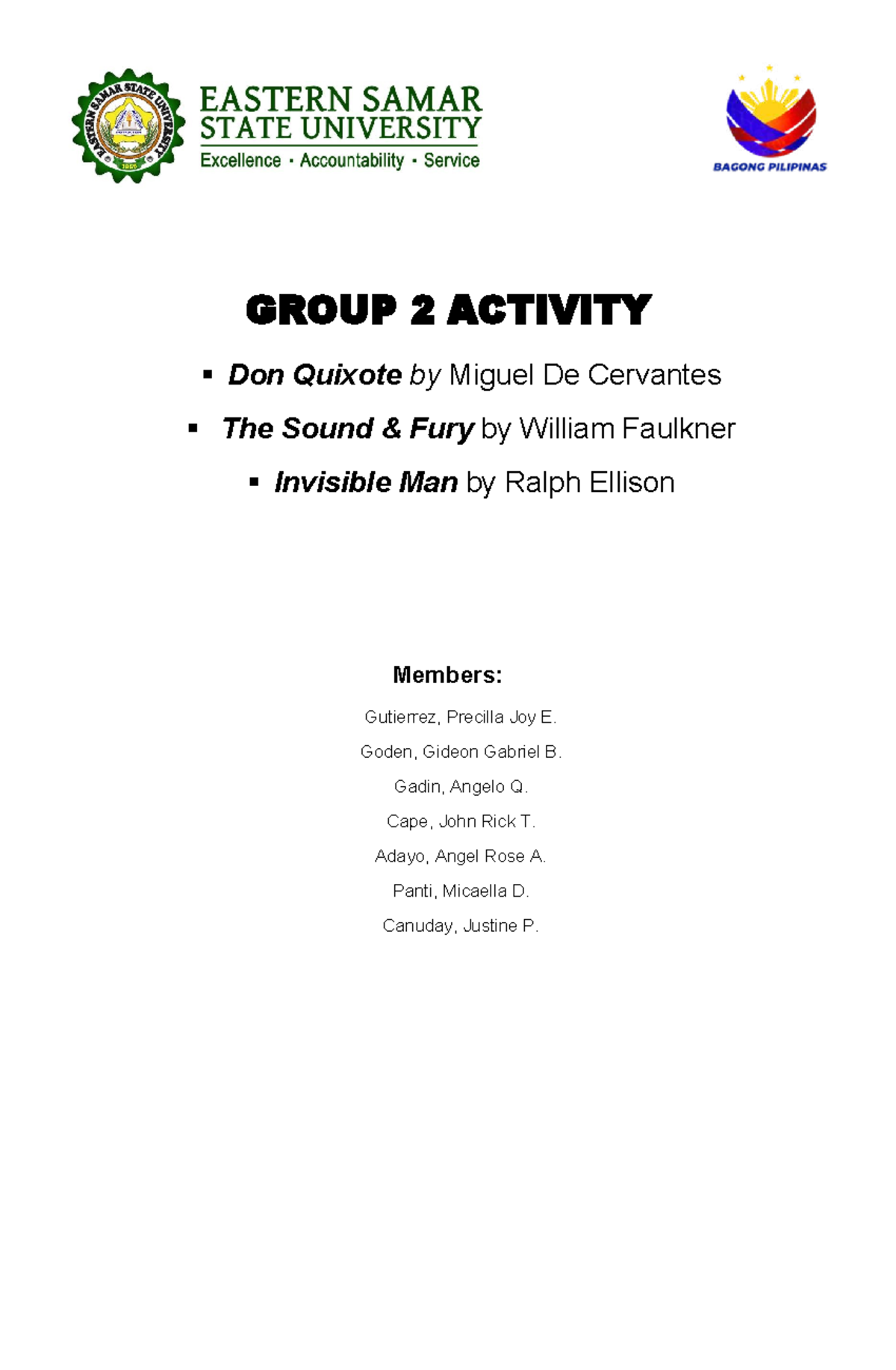 English & European Literature(Copy) - GROUP 2 ACTIVITY Don Quixote by ...