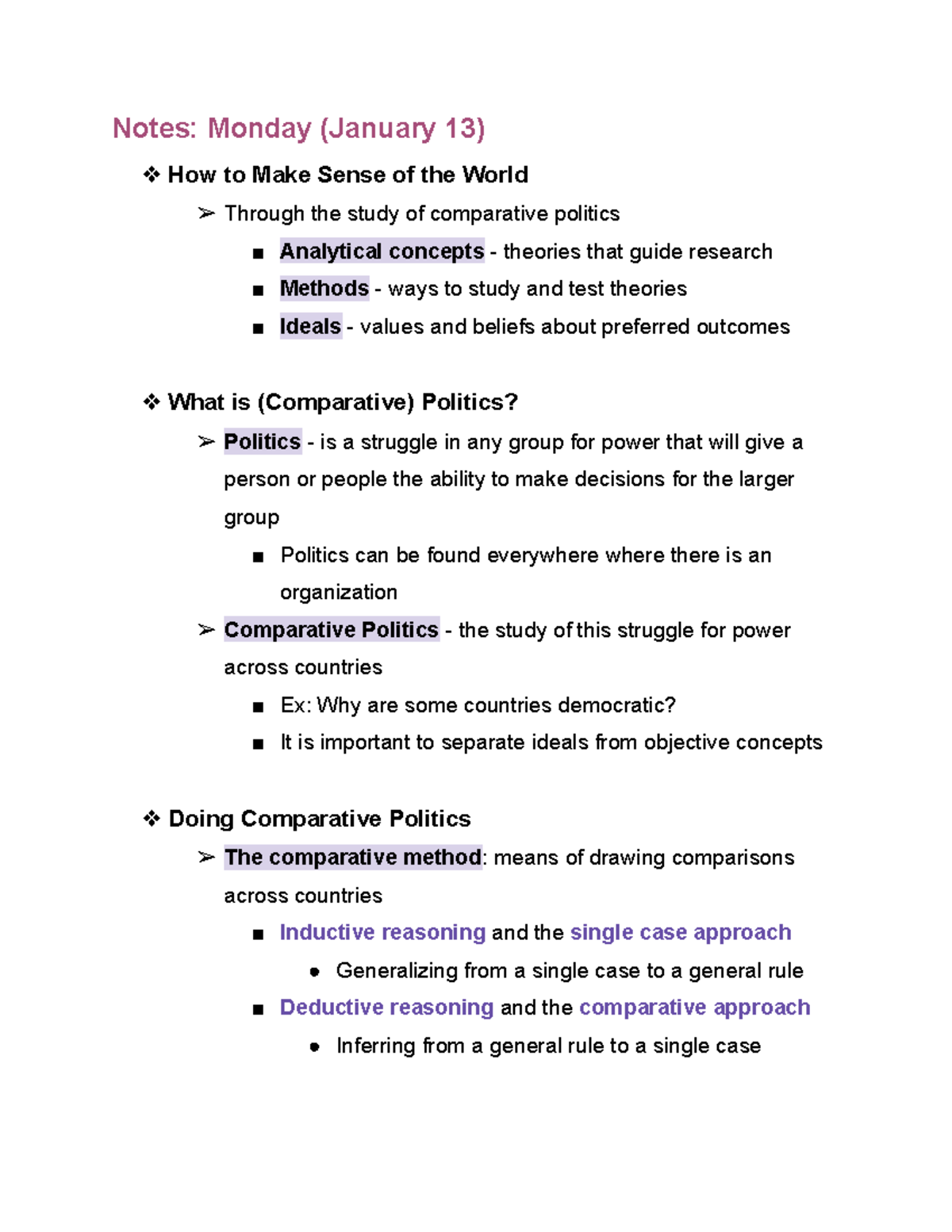 Comparative Politics: Introduction to the Course and Key Concepts ...