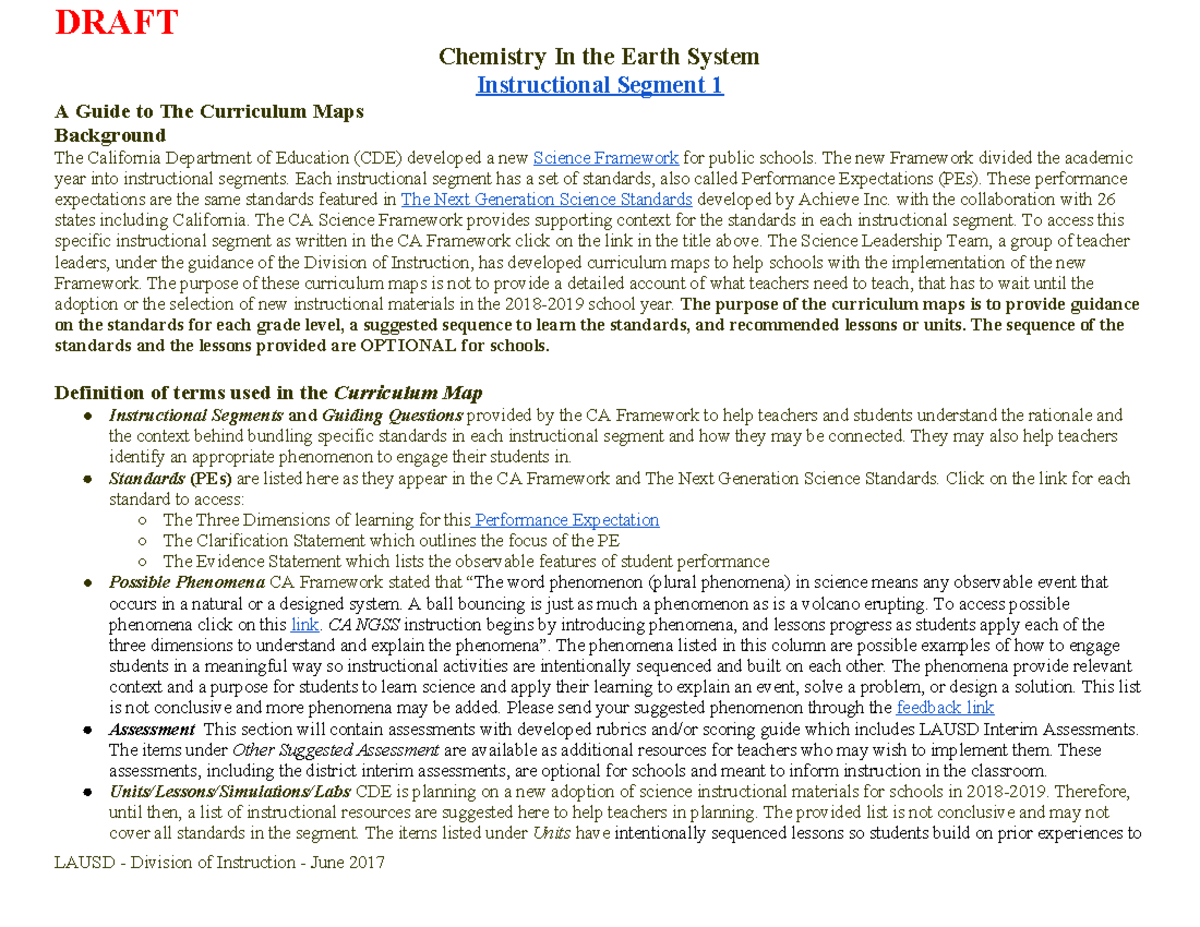 Chemistry Instructional Segment 1: Exploring Combustion and Energy ...